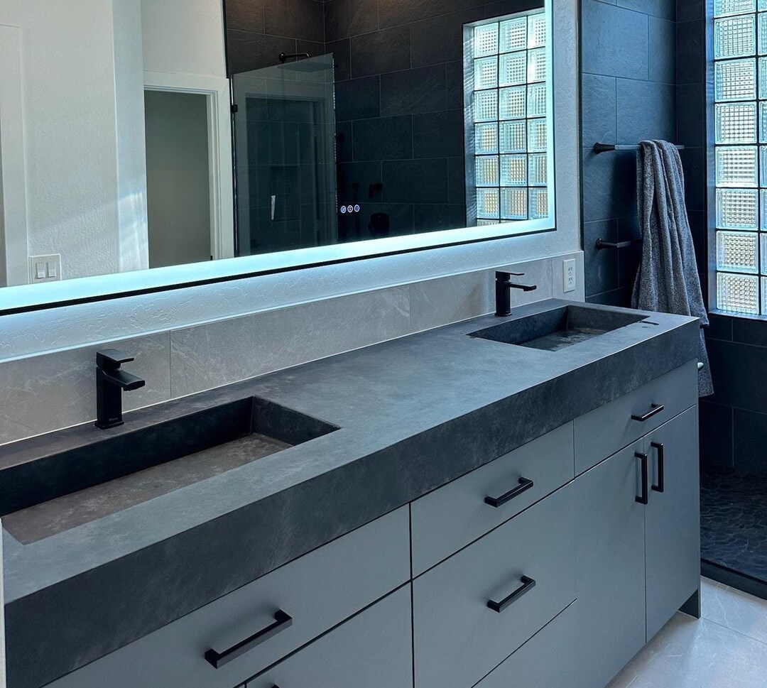 Double Basin Concrete Sink - Slot Drain - Customizable - Etsy