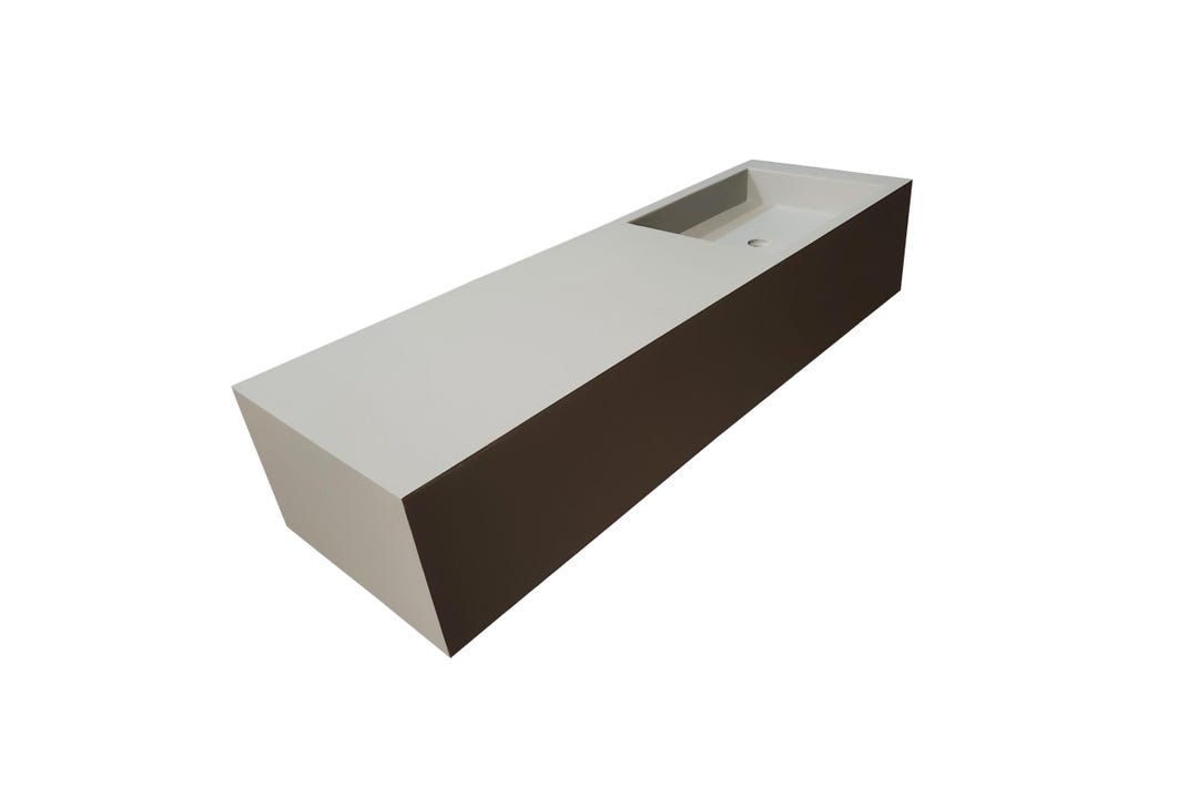 60" Concrete Sink - Thick Face - off Center Rectangle Basin ...