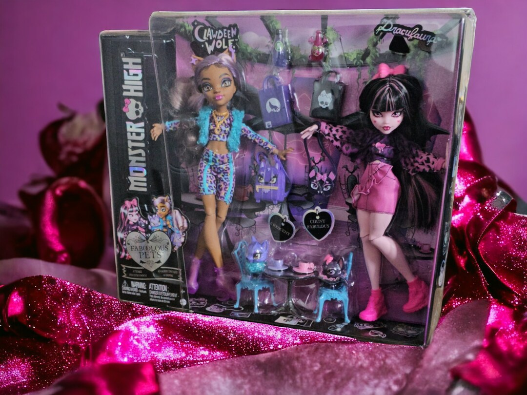 Monster High Faboolous Pets Clawdeen Wolf & Draculaura Dolls - Etsy