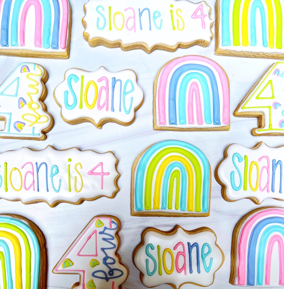 Pastel Rainbow Birthday Cookies - Etsy