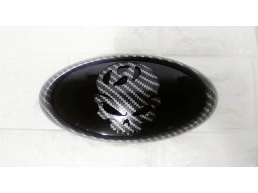 Hyundai Skull Logo Carbon Fiber Emblem Car Badge Elantra Sonata Santafe ...