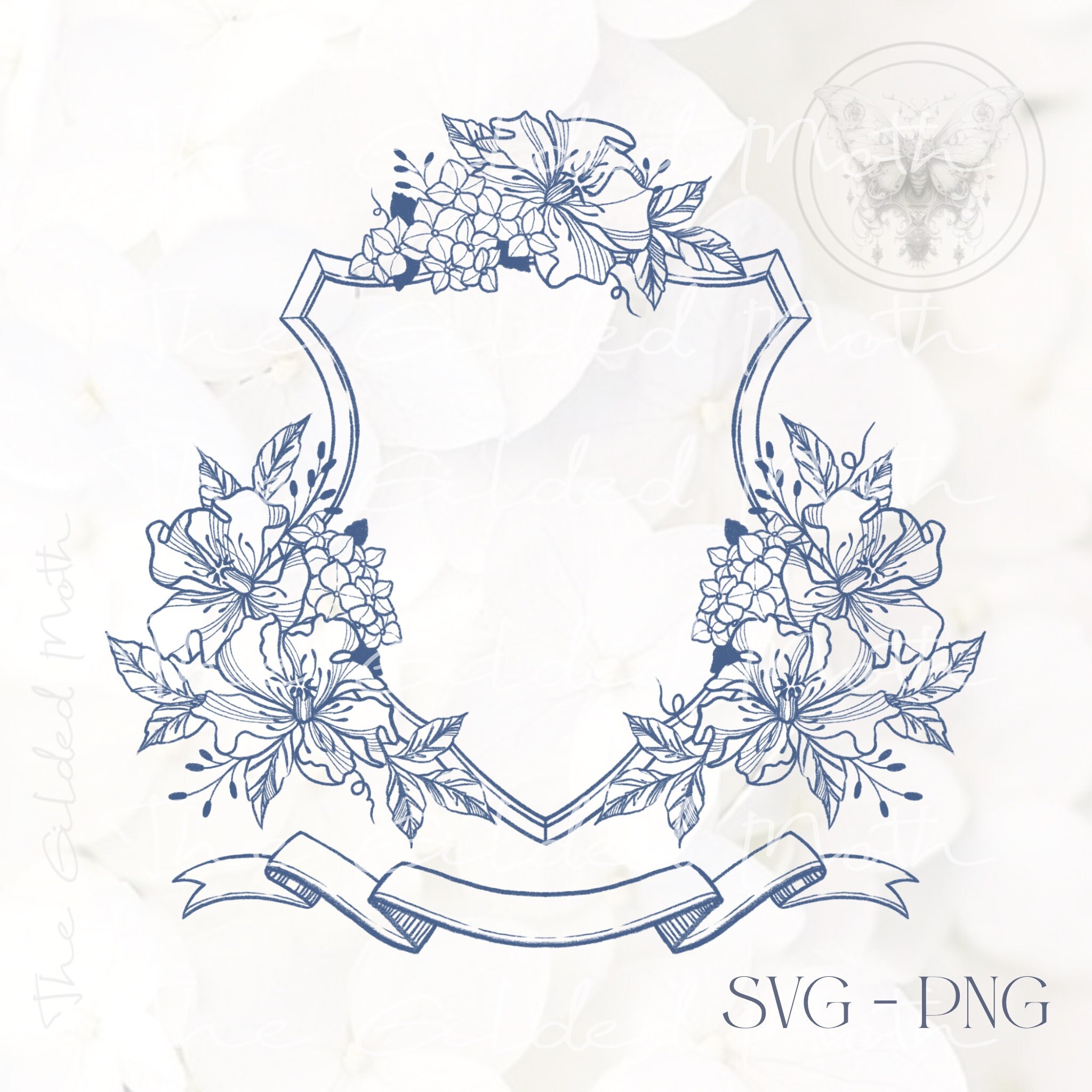 SVG Floral Wedding Crest PNG, 10 Colours, Wreath Frame Flower Logo ...