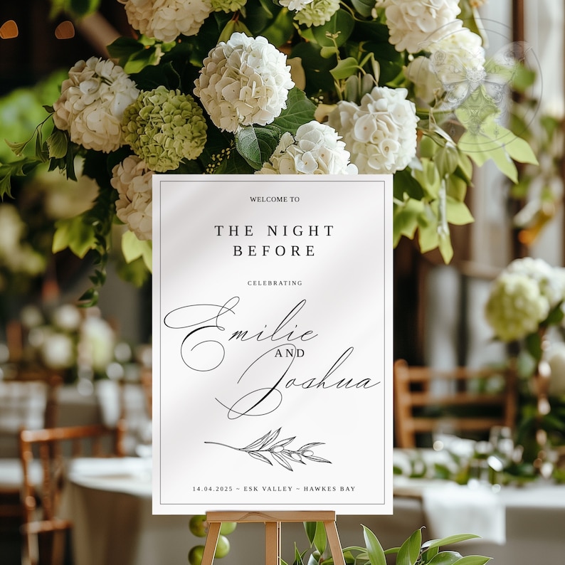 Custom Wedding Template, the Night Before Sign, Rehearsal Dinner ...