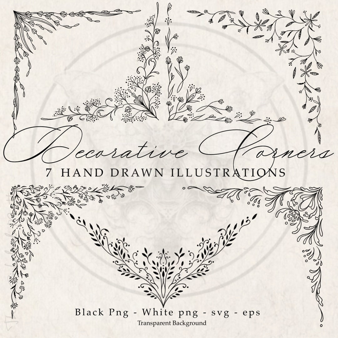 SVG Decorative Wedding Floral Corner Border Bundle PNG, Illustrative ...