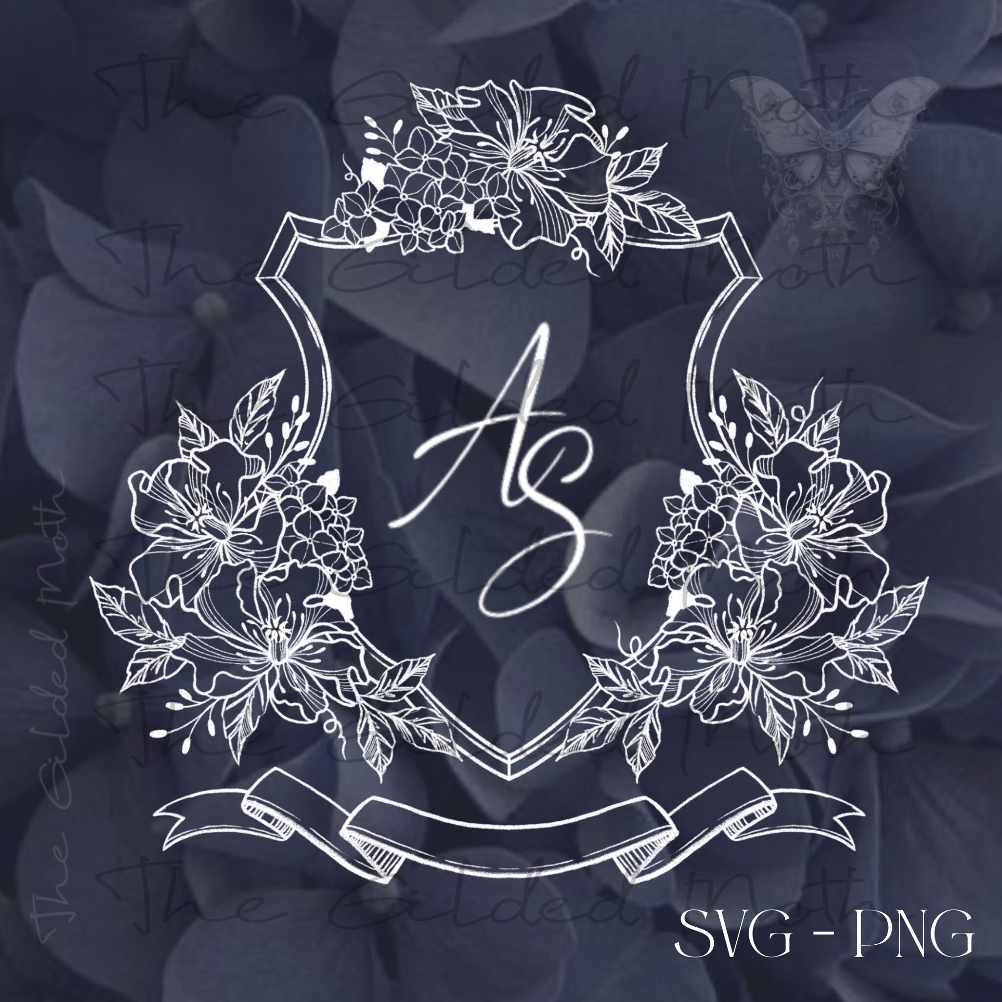 SVG Floral Wedding Crest PNG, 10 Colours, Wreath Frame Flower Logo ...