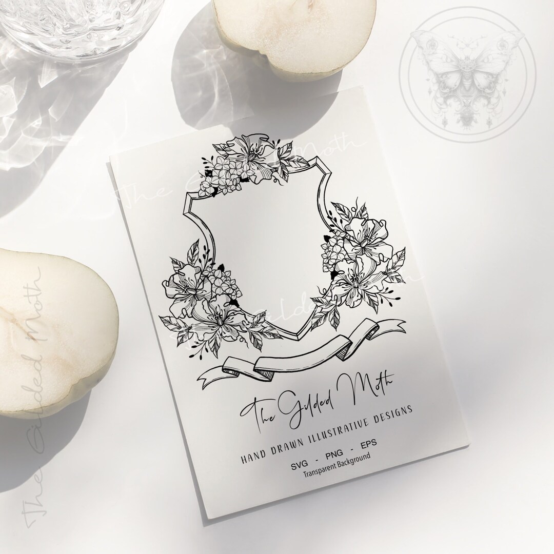 SVG Floral Wedding Crest PNG, 10 Colours, Wreath Frame Flower Logo ...