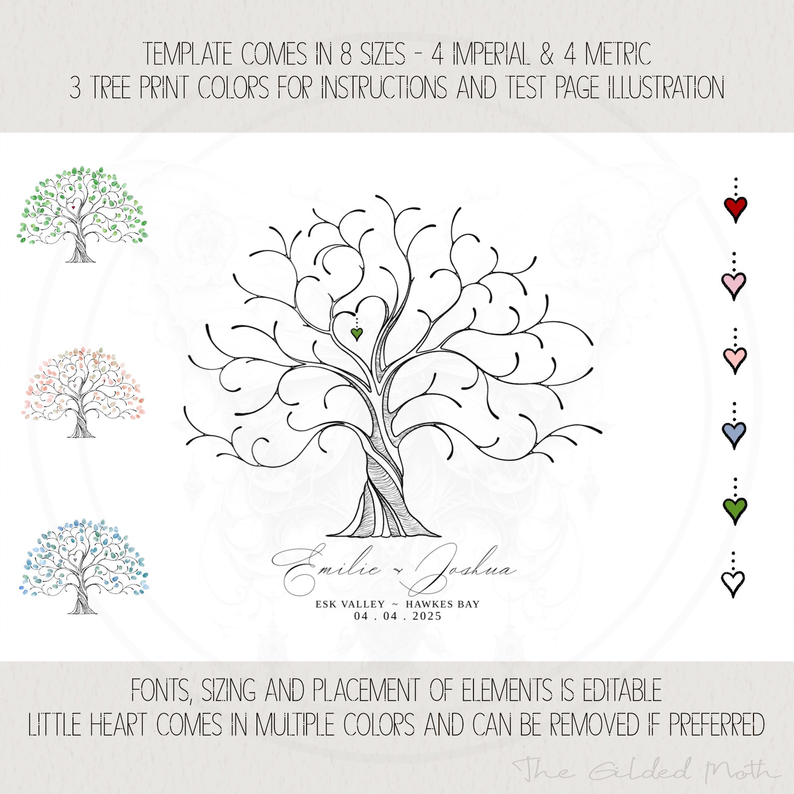 Filigree Fingerprint Tree Template, Lineart Keepsake Tree, Unique Guest ...