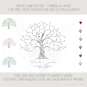 Filigree Fingerprint Tree Template, Lineart Keepsake Tree, Unique Guest ...