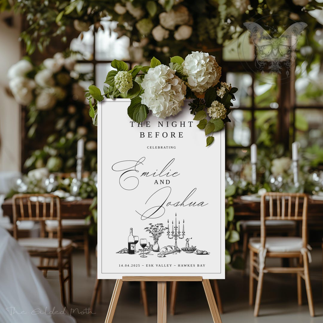 Custom Wedding Template, the Night Before Sign, Rehearsal Dinner ...