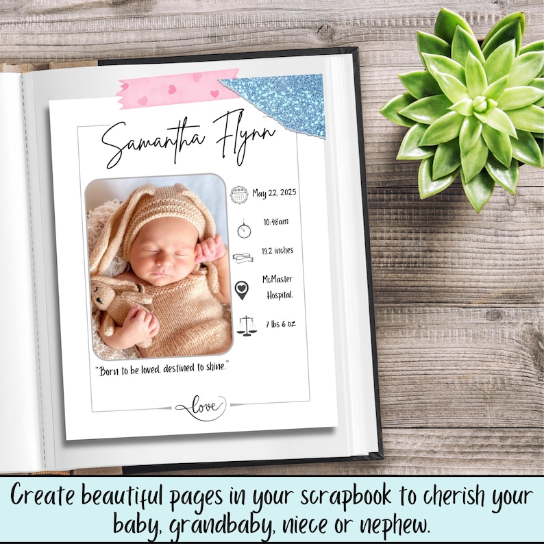 Baby Birth Stats Printable, Editable Keepsake Template, Newborn ...