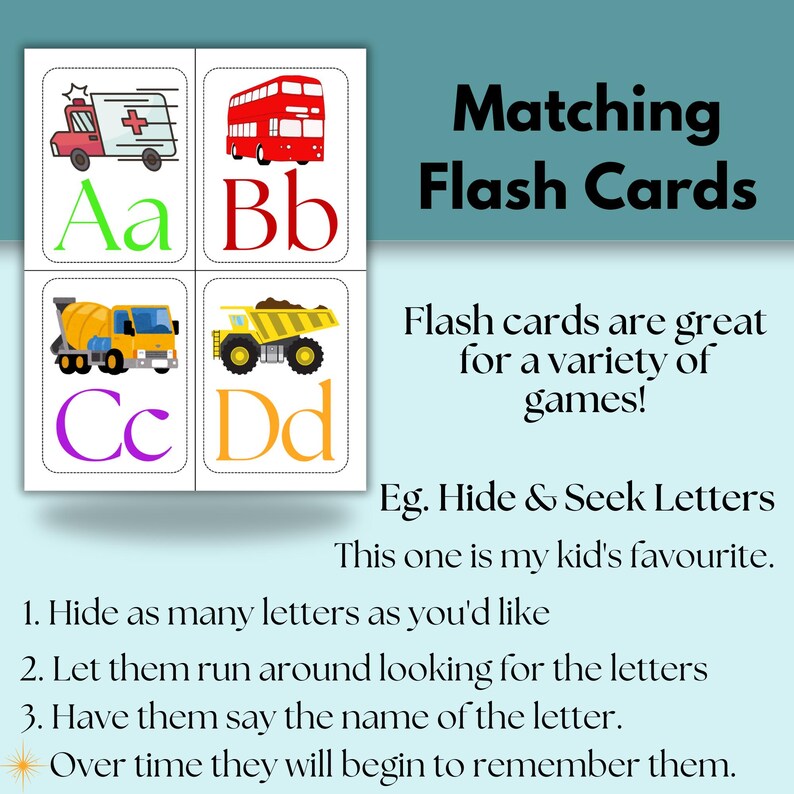 Alphabet Poster and Flash Cards | A-Z Vehicle Transportation Chart for ...