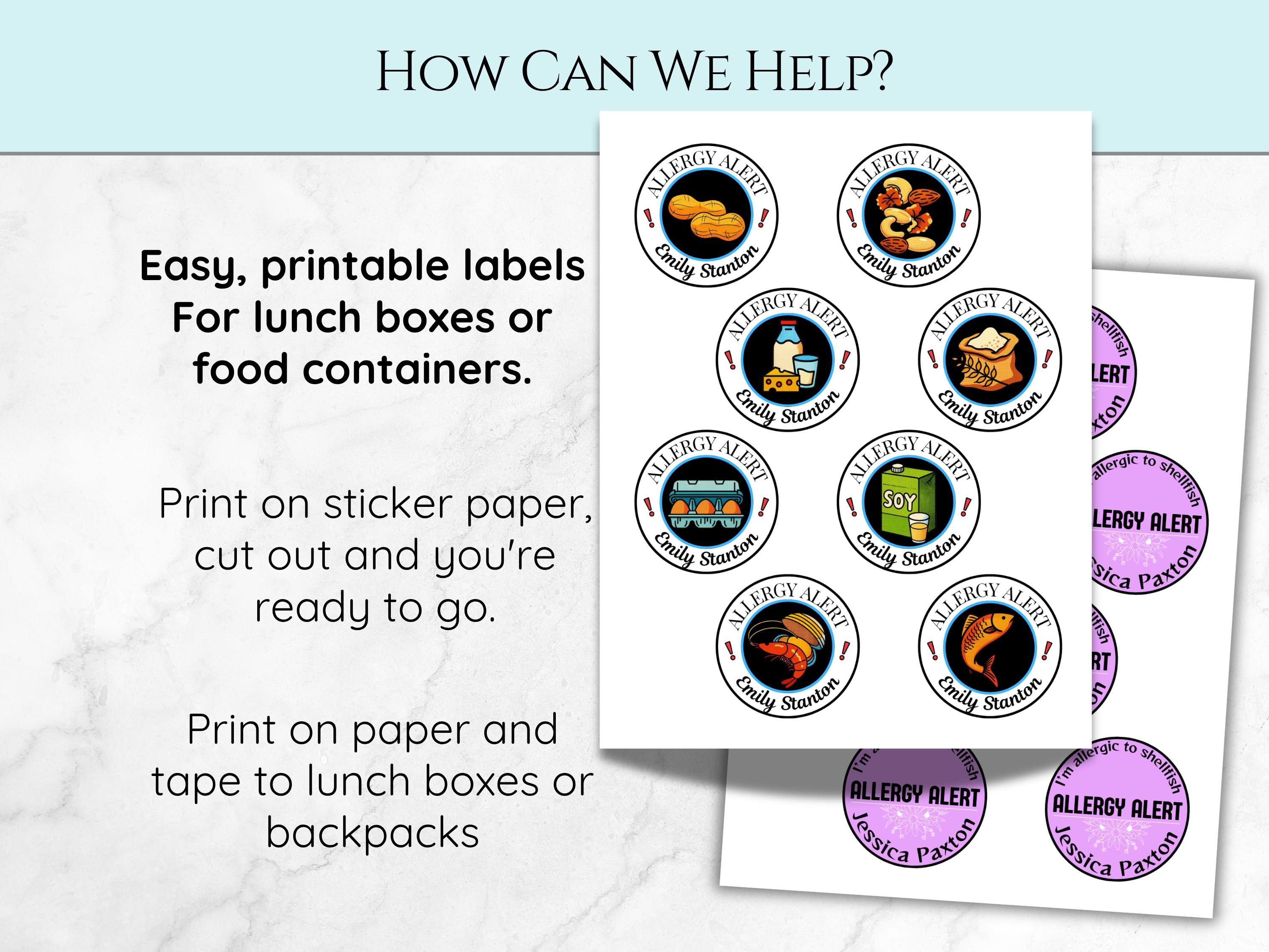Editable Allergy Alert Label Template for Kids, Allergy Information ...