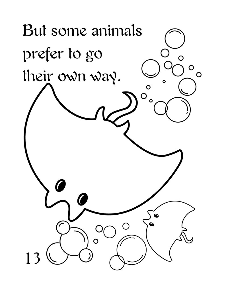 Cute Sea Animals Coloring Pages for Kids Preschool Ocean - Etsy