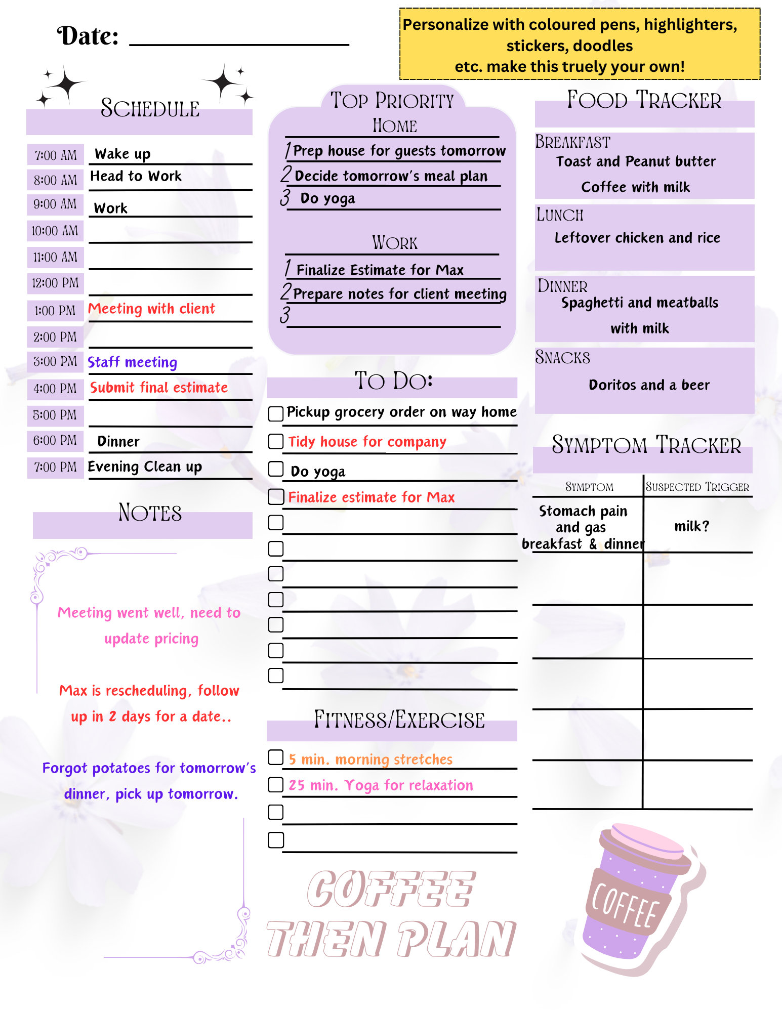 Food Intolerance Tracker and Daily Planner, Food Allergy Diary, Food ...