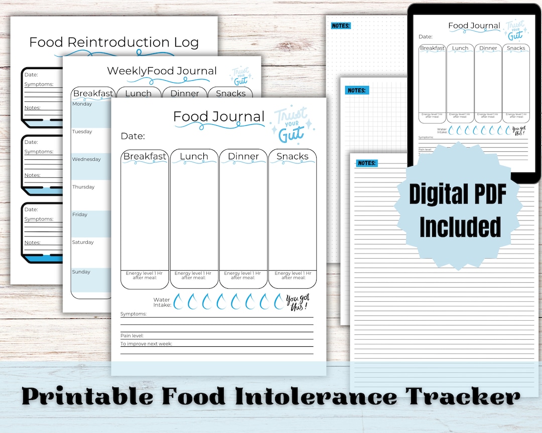 Printable Food Intolerance Tracker, Digital Food Allergy Journal, Food ...