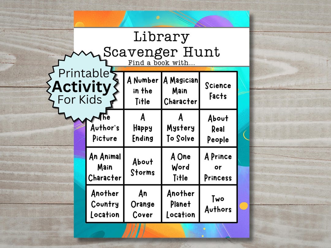 Personalized Library Scavenger Hunt for Kids Editable Search and Find ...