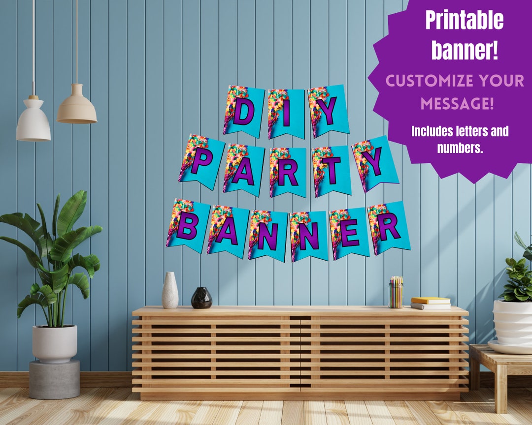 Customizable Party Banner Printable Personalized Birthday Decoration ...