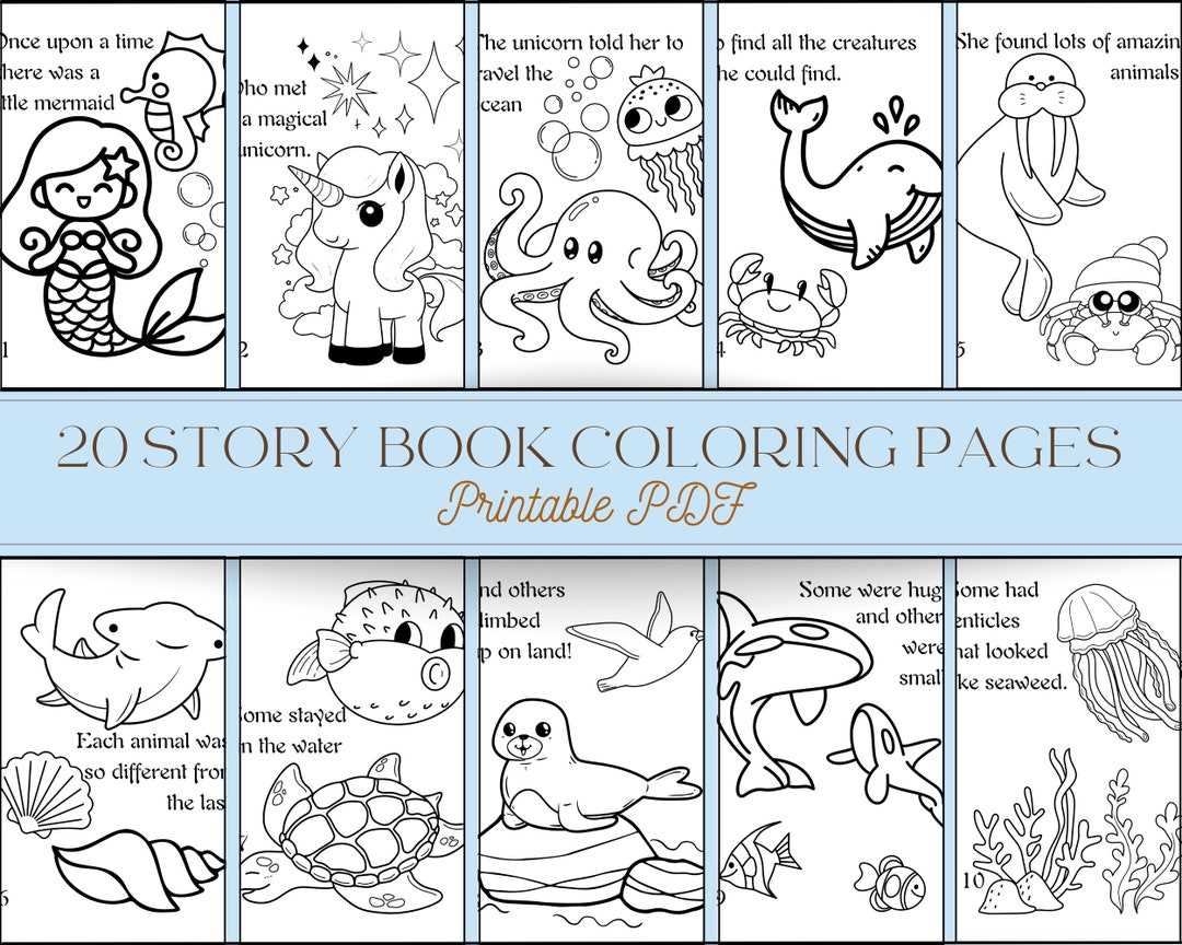 Cute Sea Animals Coloring Pages for Kids, Preschool Ocean Activity ...
