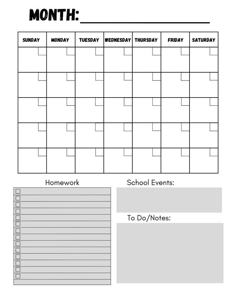 Printable Student Organization and Planning System, School Project ...