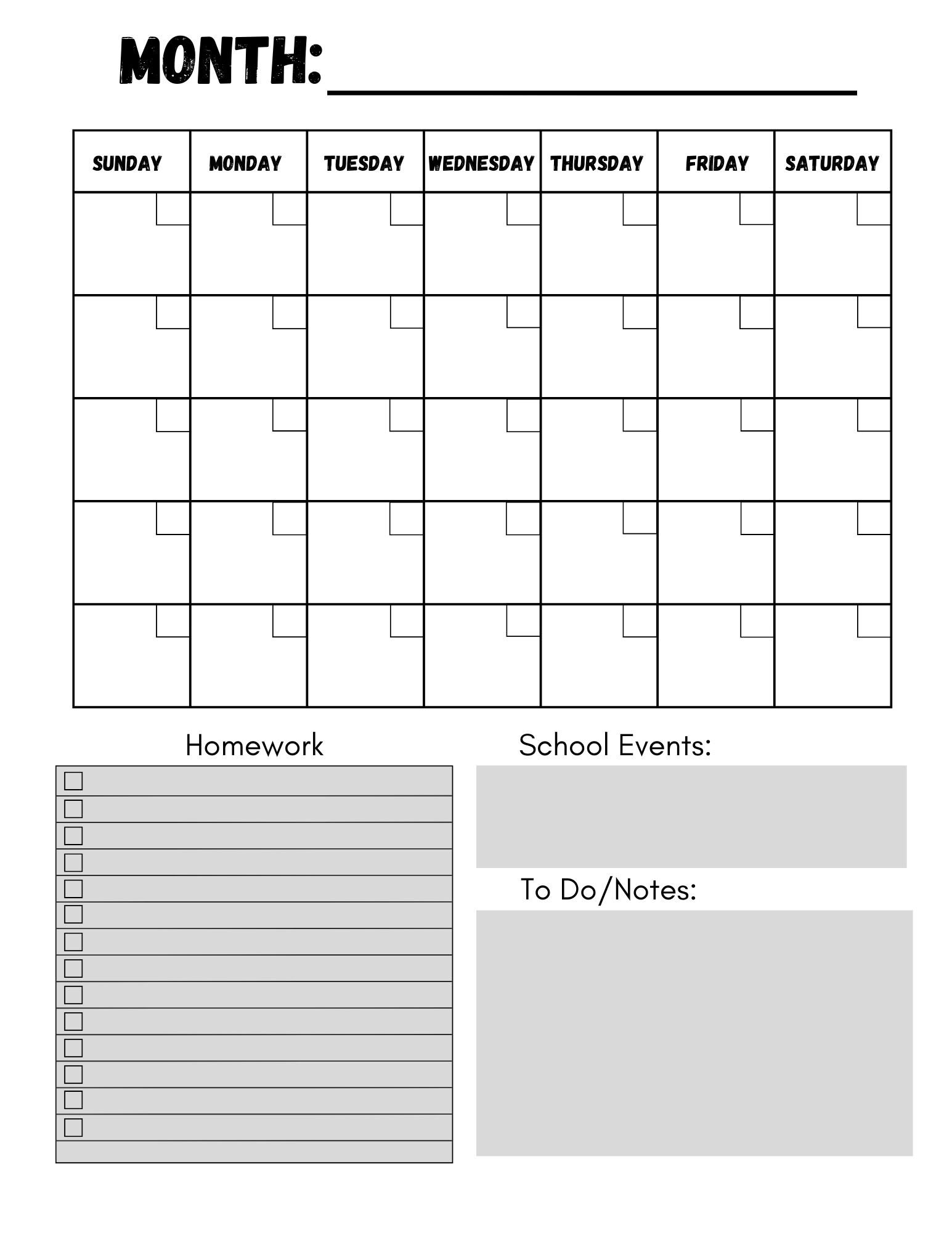 Printable Student Organization and Planning System, School Project ...