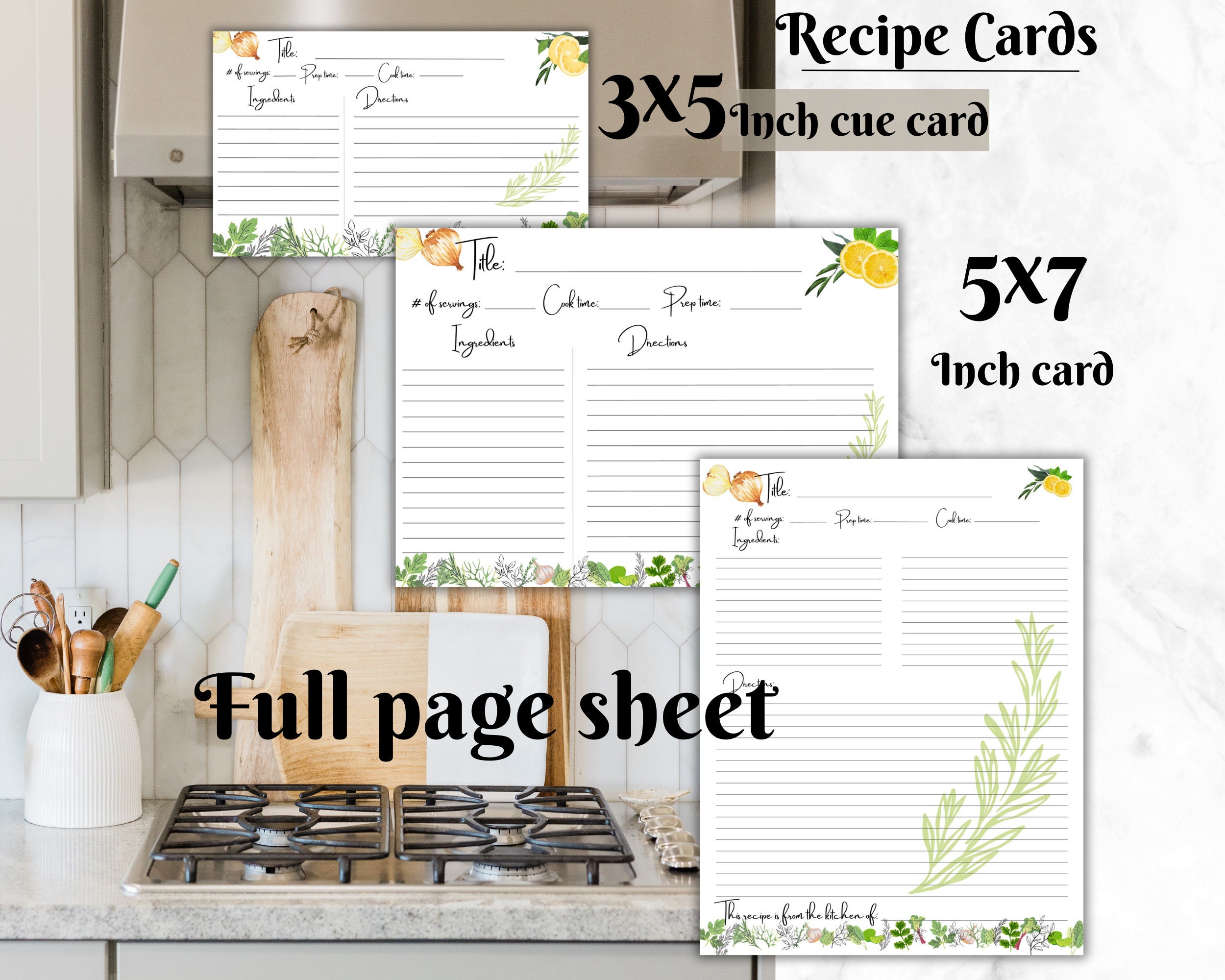 Printable Recipe Cards, Diy Custome Recipe Book, Blank Recipe Pages ...