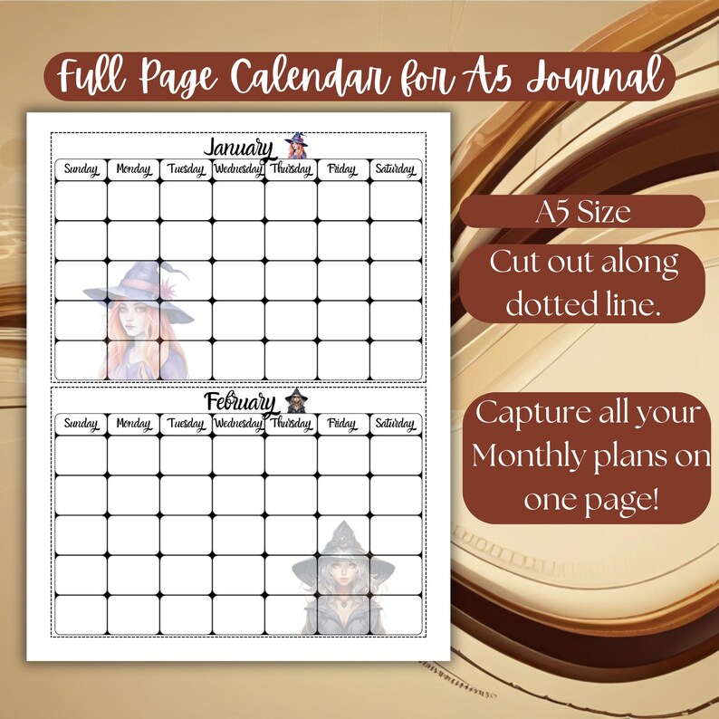 2025 Monthly Calendar Printable Undated Planner Witchy Vibes Witchy ...