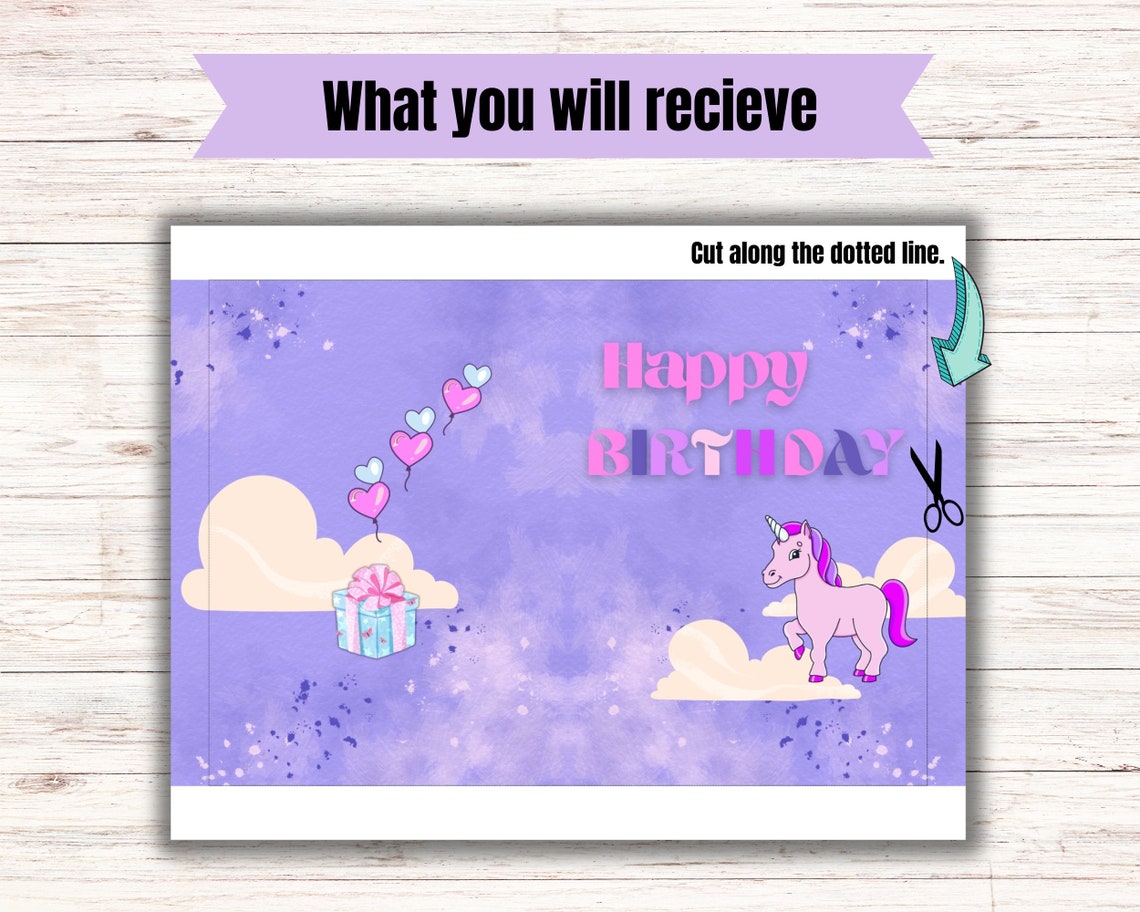 Printable Kids Unicorn Birthday Card, Happy Birthday Card, Digital ...