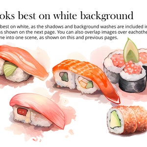 Sushi Clipart, Watercolor PNG Clip Art, Instant Download for Commercial ...