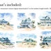 Watercolor Beach House Clip Art, Ocean, PNG Files, Instant Download for ...