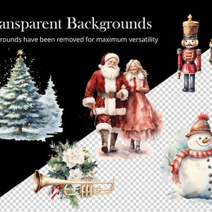 Christmas Clipart, Watercolor Holiday Digital Clip Art PNG Image Files ...