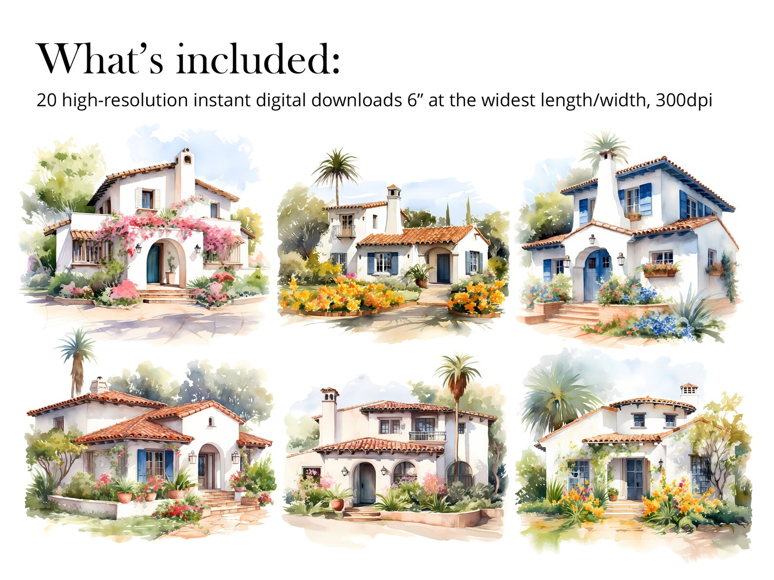 Watercolor Spanish Style House Clip Art, PNG Files, Instant Download ...