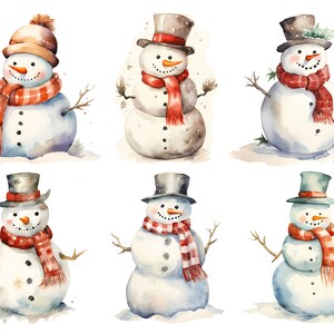 Christmas Snowman Clipart, Holiday Digital Clip Art PNG Image Files ...