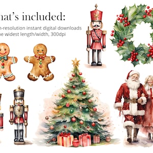 Christmas Clipart, Watercolor Holiday Digital Clip Art PNG Image Files ...