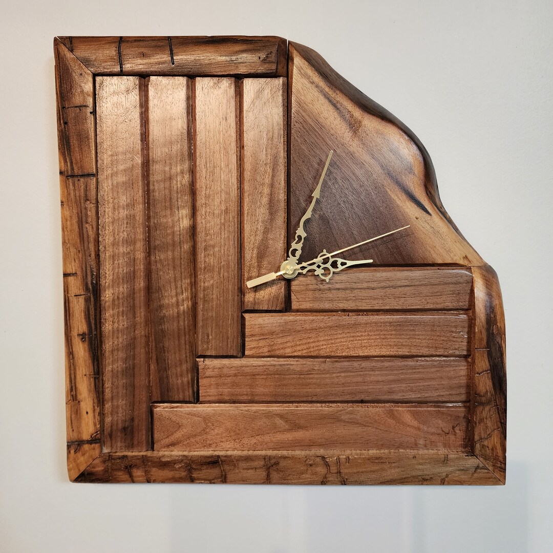 Walnut Live Edge Wall Clock - Etsy
