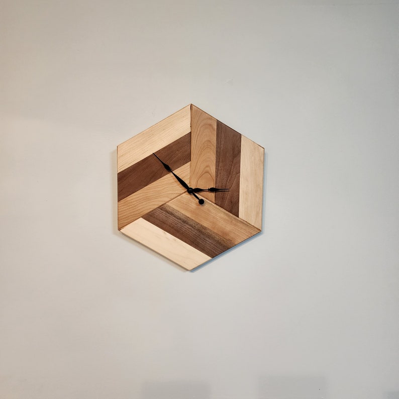 Walnut / Cherry / Maple Hexagon Wall Clock - Etsy
