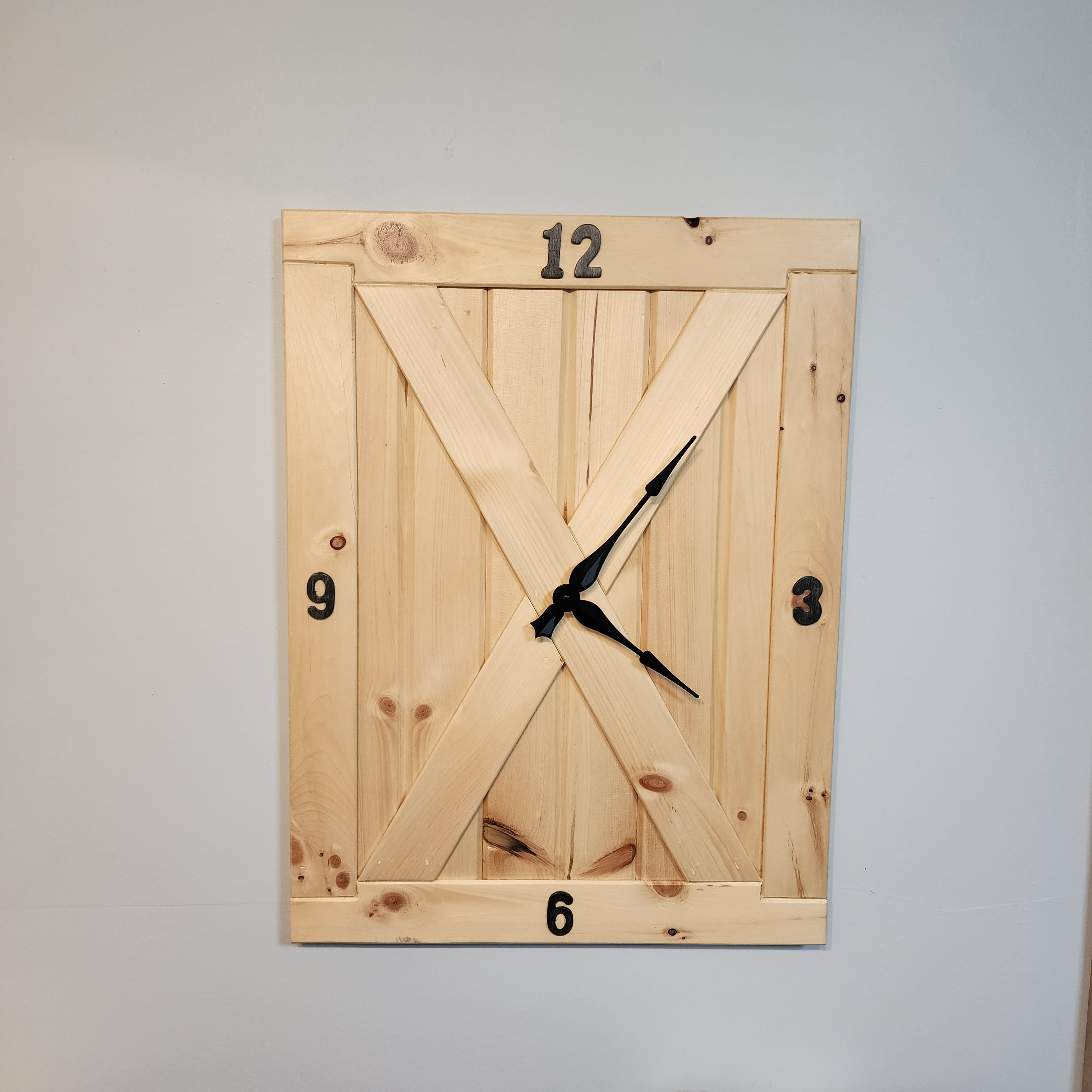 Pine Large Barn Door Wall Clock Featuring Fractal Burning - Etsy