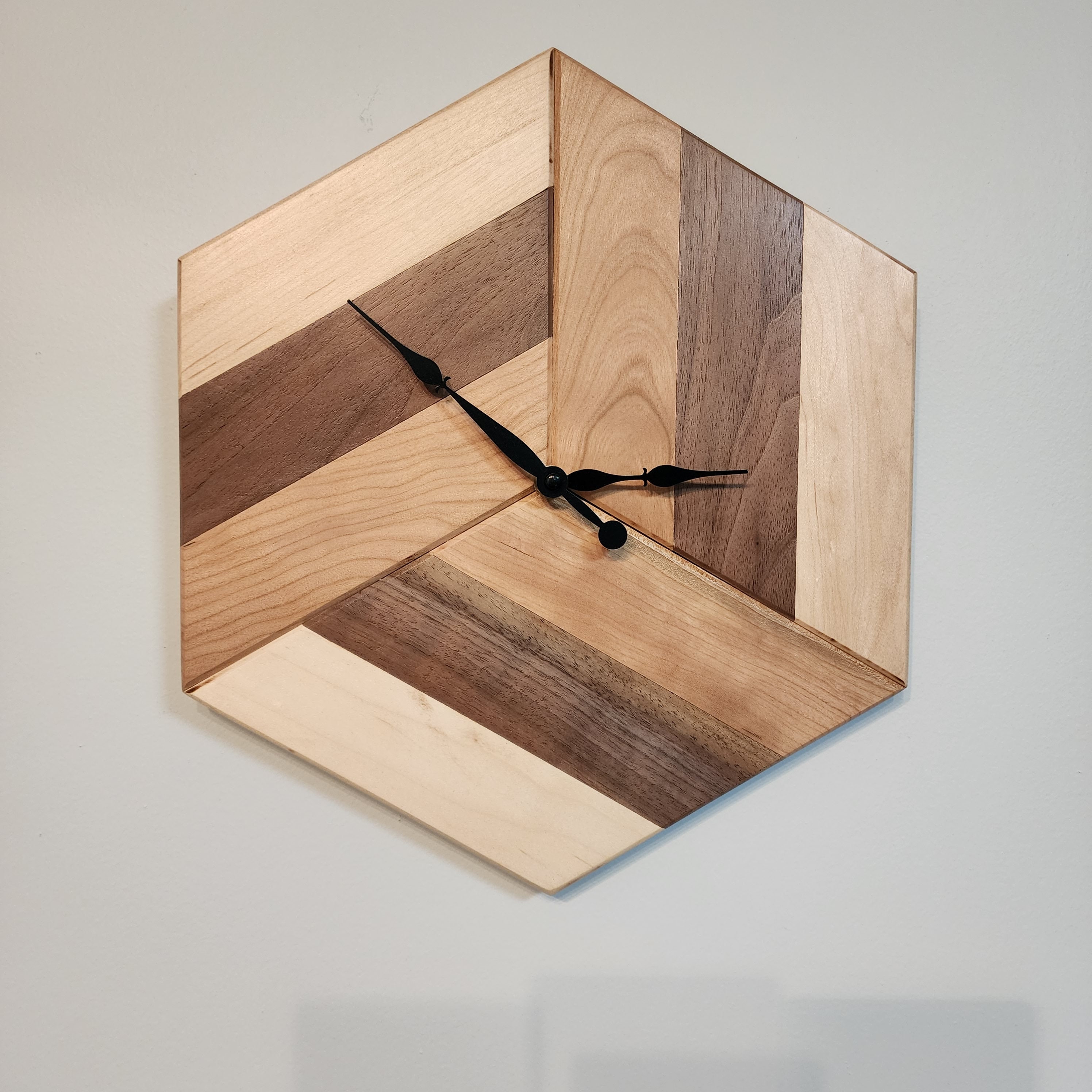 Walnut / Cherry / Maple Hexagon Wall Clock - Etsy
