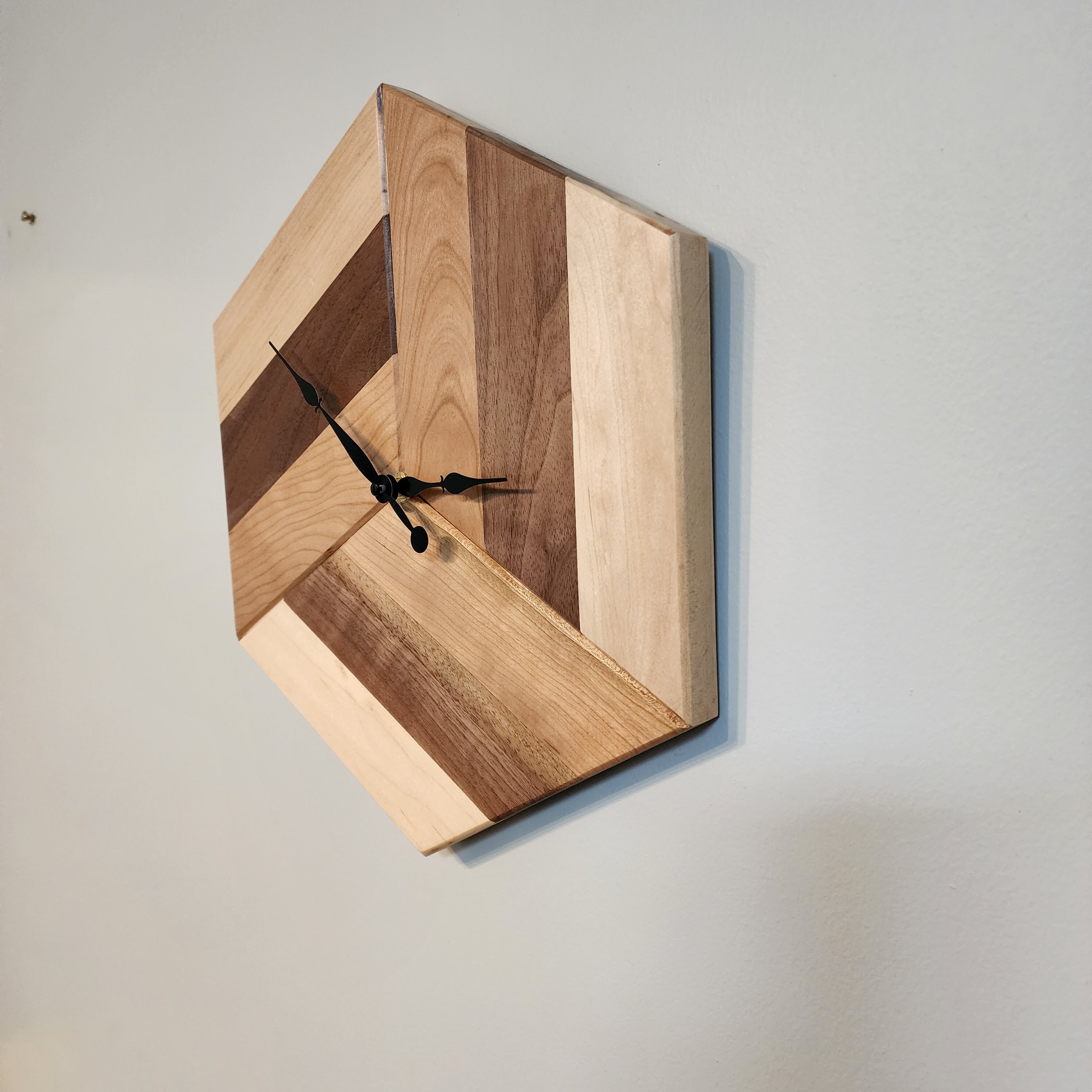 Walnut / Cherry / Maple Hexagon Wall Clock - Etsy