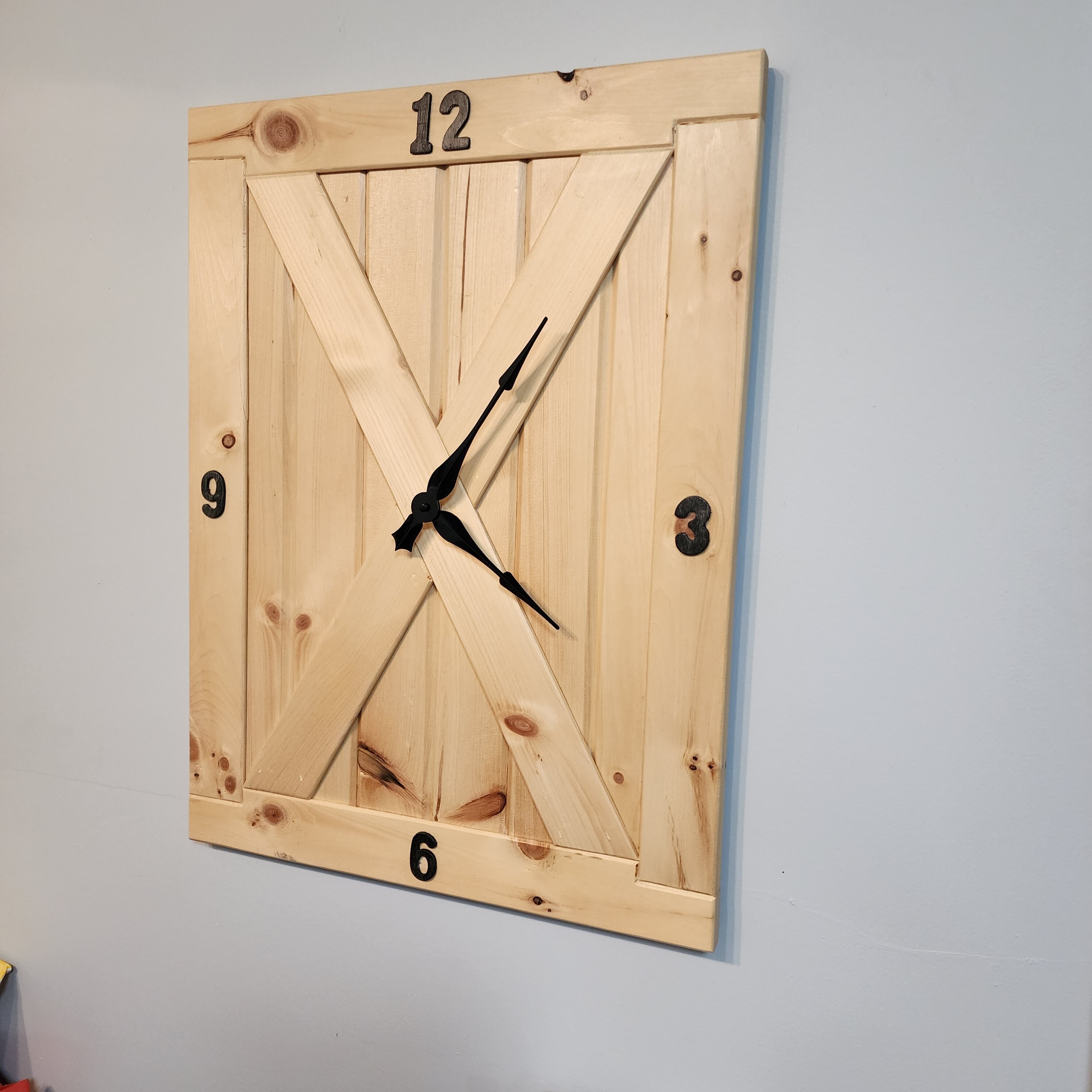 Pine Large Barn Door Wall Clock Featuring Fractal Burning - Etsy