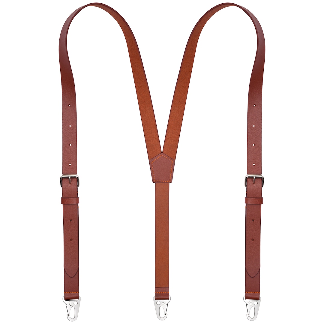 NUTUCH Genuine Leather Suspender for Men | Y Design Leather Suspenders ...