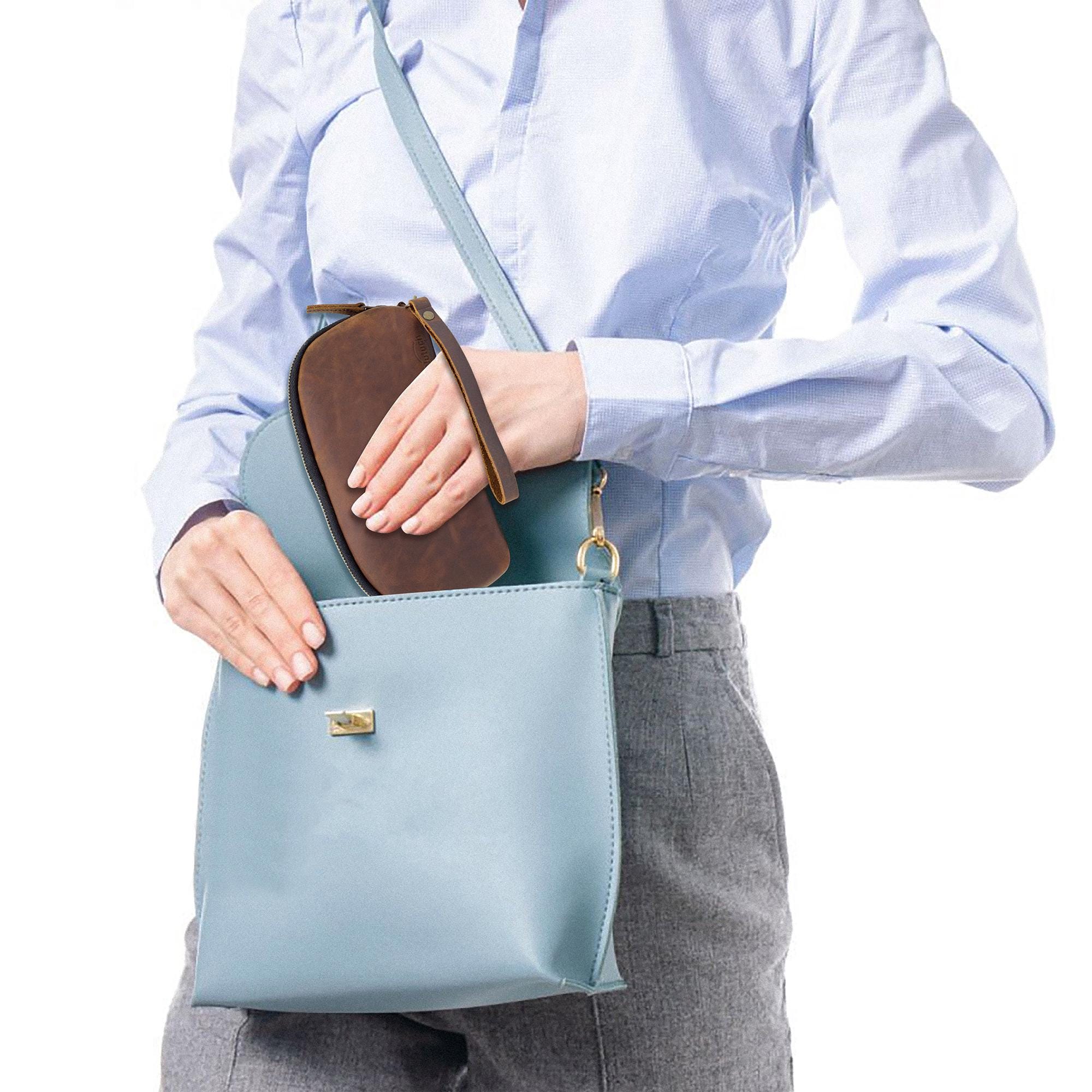 NUTUCH Leather Tech Pouch for Cables Chargers Phone | Tech Bag| Zipper ...