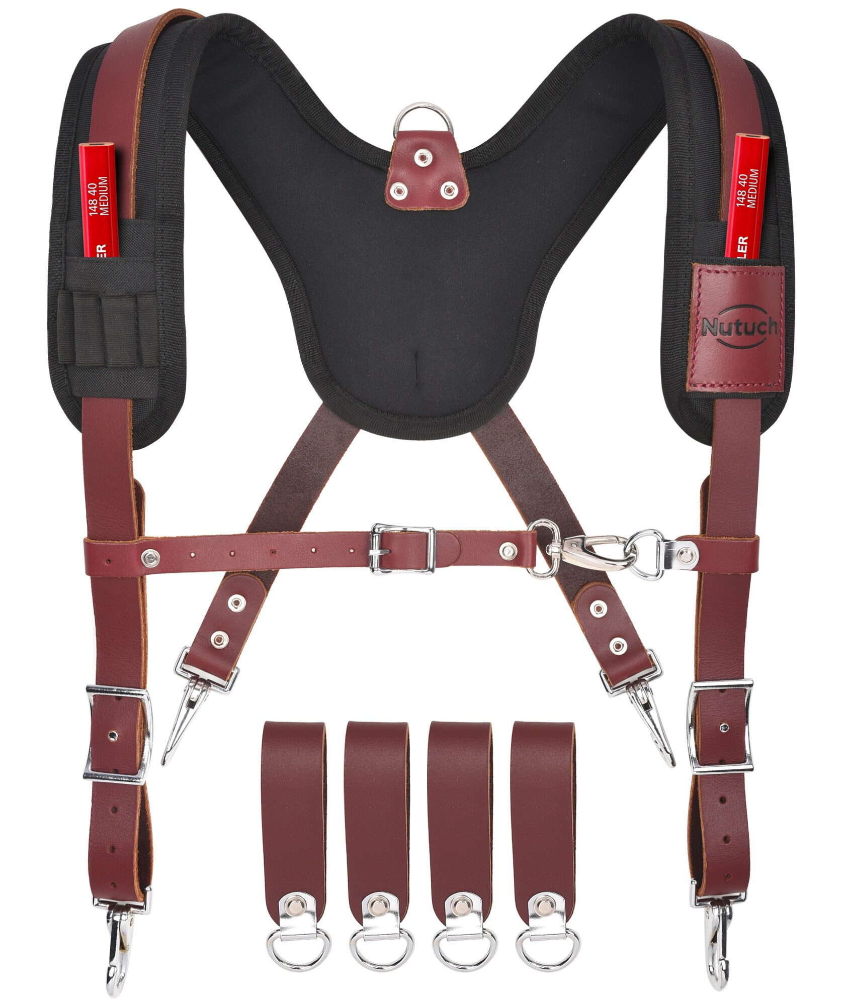 NUTUCH Heavy Duty Leather Work Suspender With Pockets | Fully ...