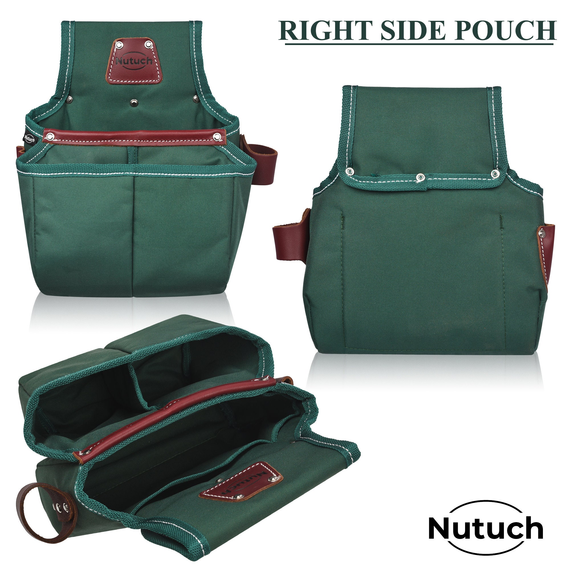 NUTUCH Green Heavy Duty Nylon and Leather Tool Belt | Nylon Tool Pouch ...