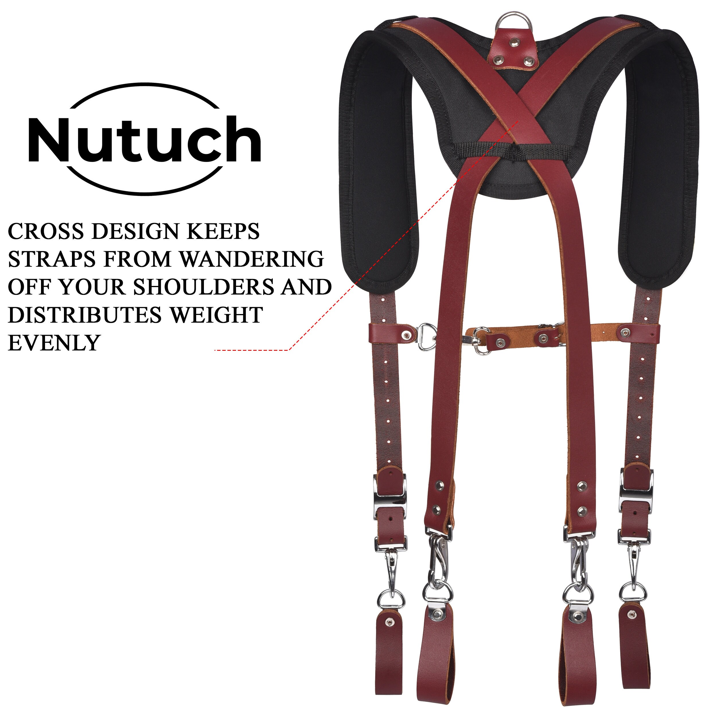 NUTUCH Heavy Duty Leather Work Suspender With Pockets | Fully ...