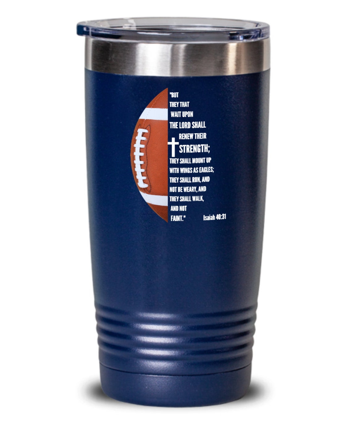Football Scripture Verse Beverage Tumbler, Religious Football Tumbler ...