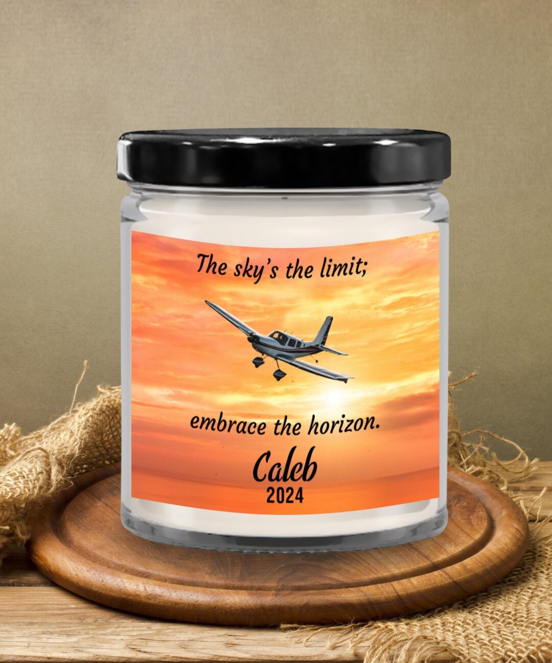 Personalized New Pilot Keepsake Candle, Cessna Airplane Keepsake ...