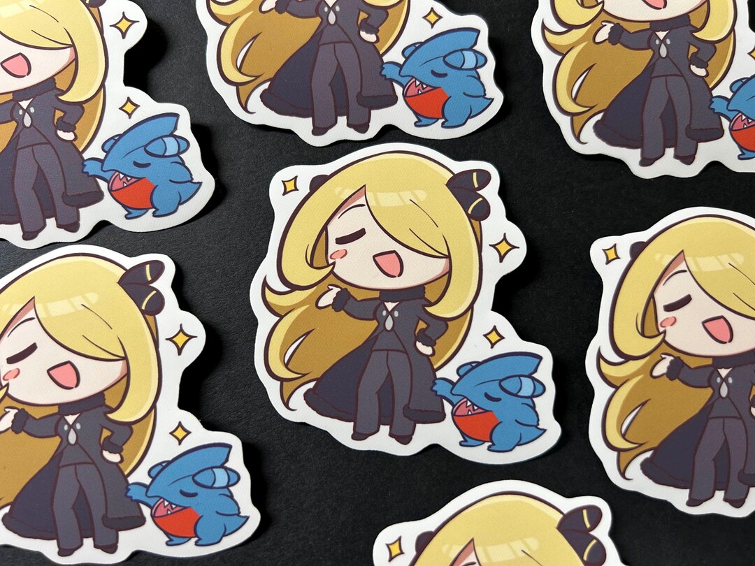 Pokemon Champion Cynthia With Gible Sticker - Etsy