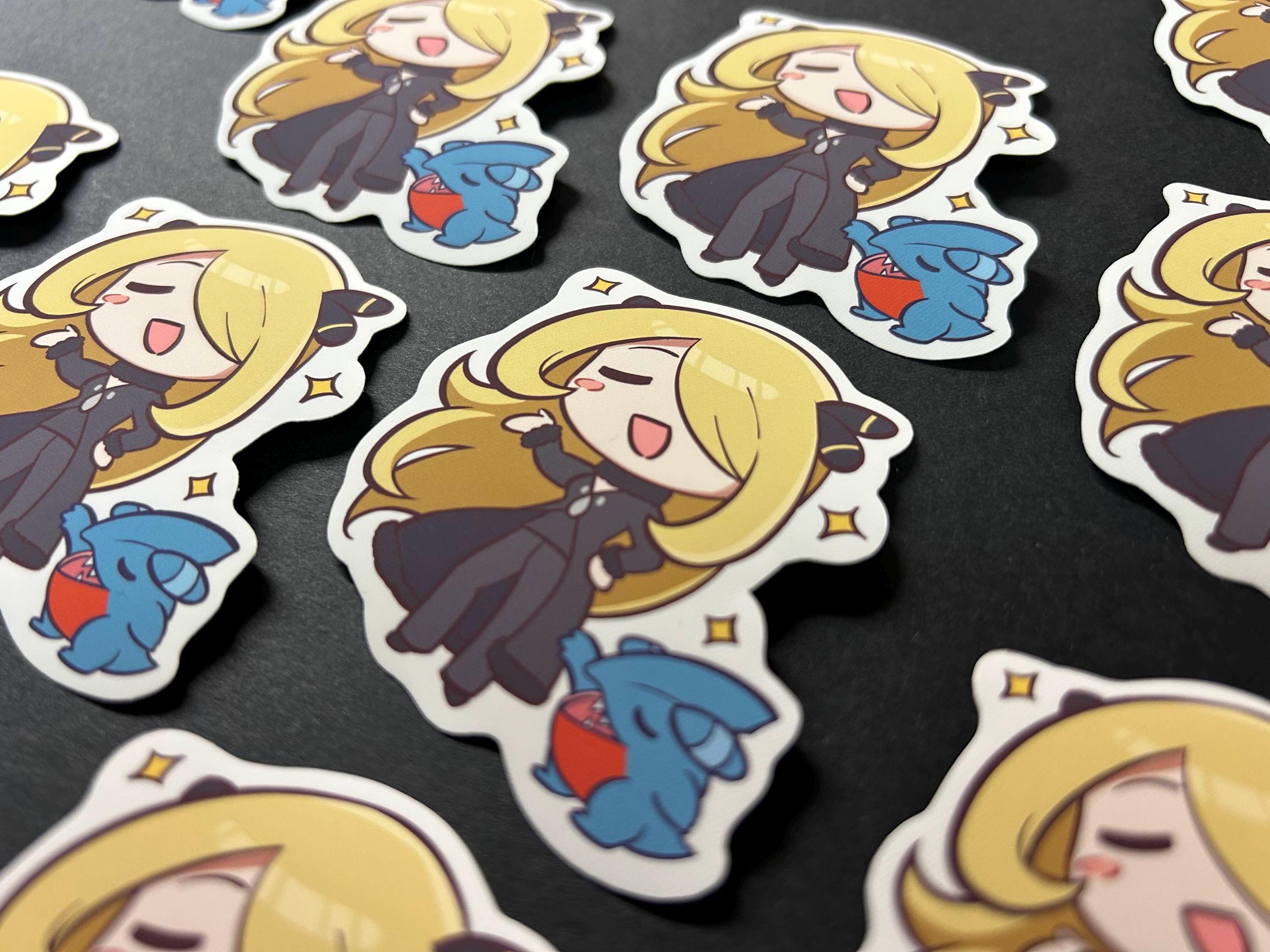 Pokemon Champion Cynthia With Gible Glossy Vinyl Sticker - Etsy