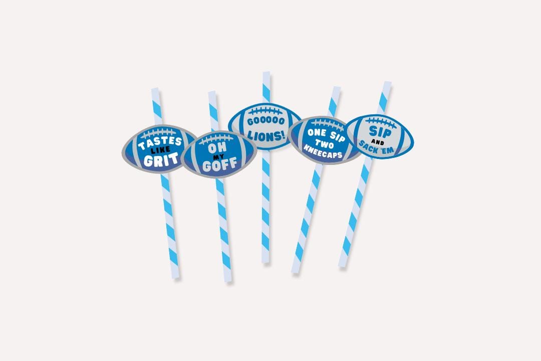 Lions Party Straws, Football Straws, Detroit Football, Football Party ...