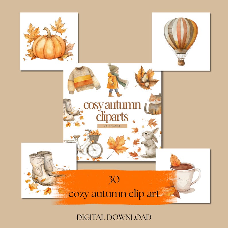 Cozy Autumn Clipart - Etsy
